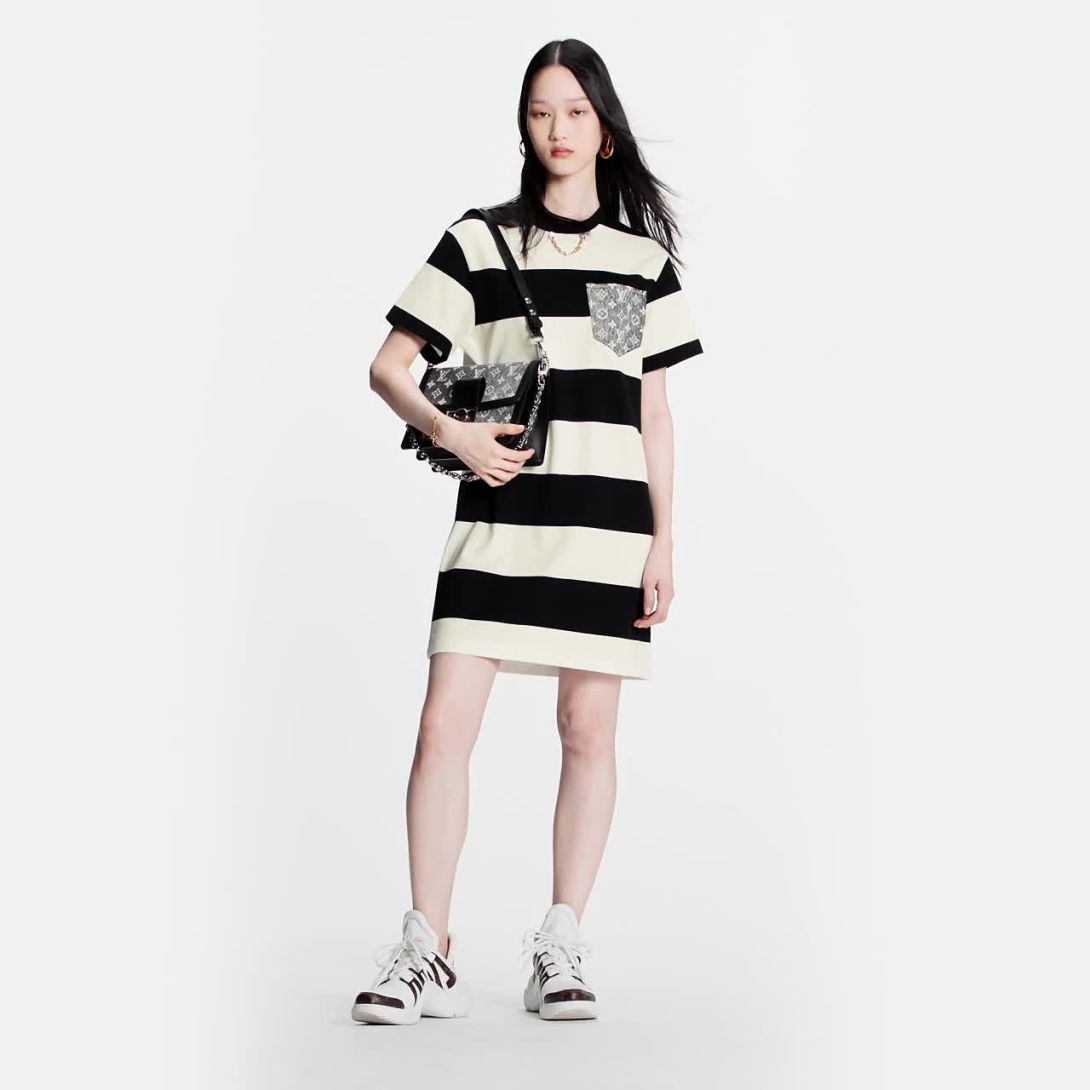 Striped Monogram Pocket T-Shirt Dress - OBSOLETES DO NOT TOUCH | LOUIS ...
