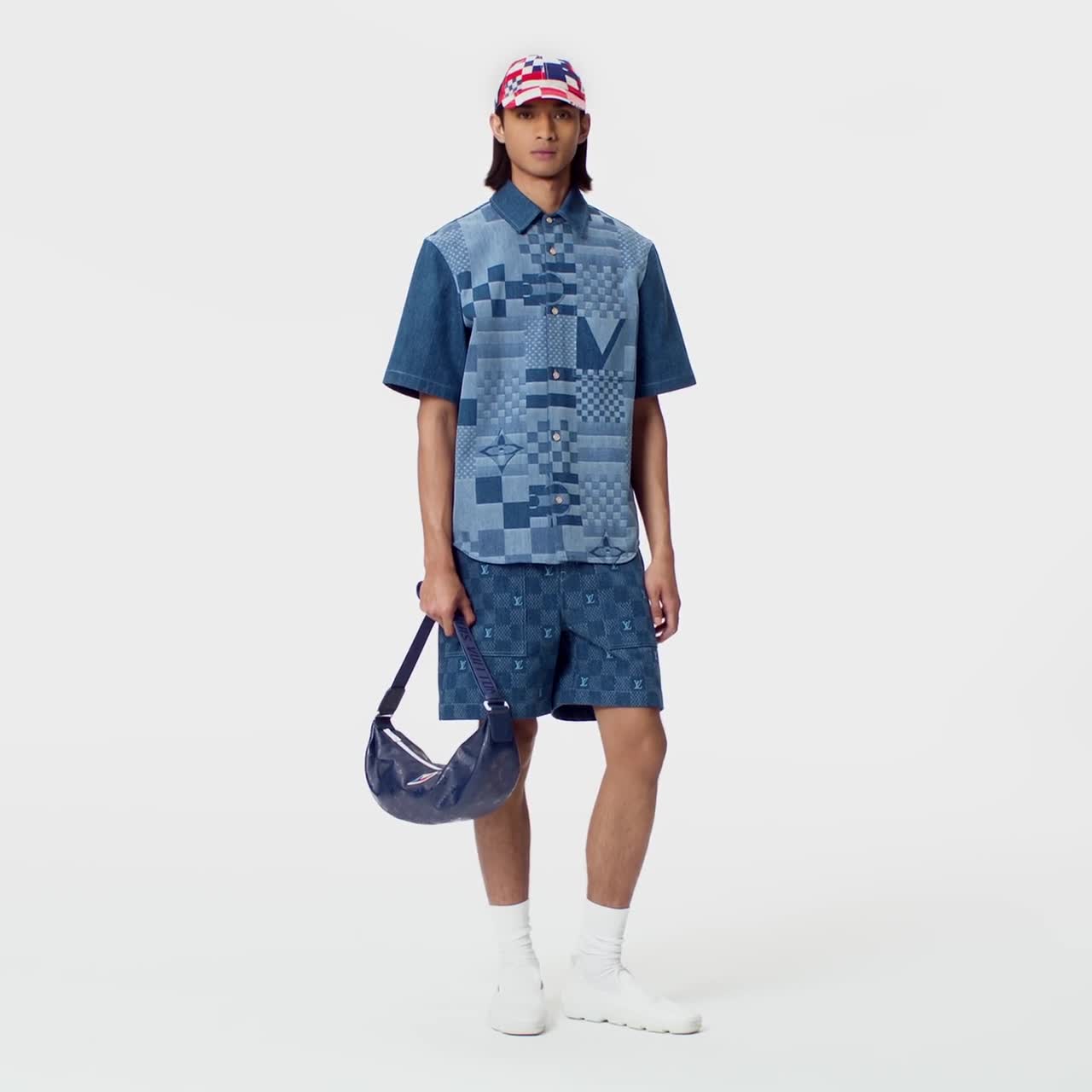 Embroidered Damier Denim Shorts - Luxury Blue | LOUIS VUITTON